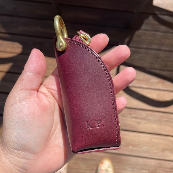 Leather Car Key Holder,personalized Leather Zipper Car Key Case,key Bag ...