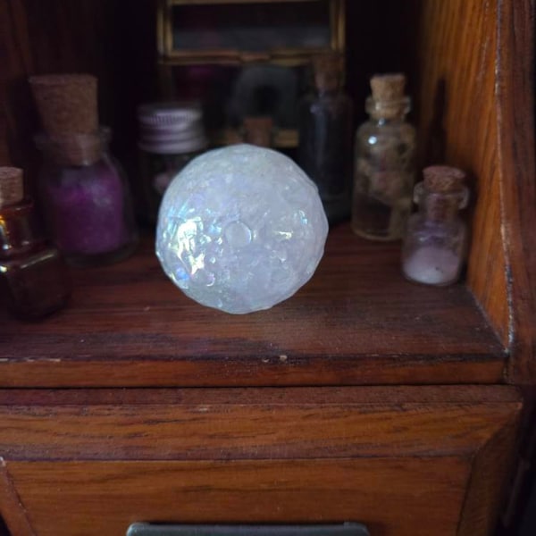 Angel Aura Quartz Moon Sphere, Rainbow Crystal Sphere Ball, Aura Quartz ...