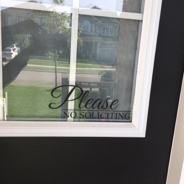 Please No Soliciting Decal Sign Front Door (entryway) or Wall Vinyl ...