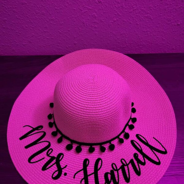 Bride Beach Hat, Personalized Sun Hat, Bridal Shower Gift, Beach Hat ...