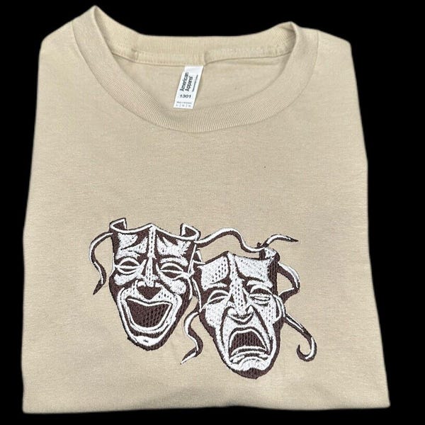 Happy Face Sad Face Embroidery Design, Comedy/tragedy Mask, Trendy Mask ...
