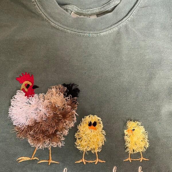 Chicken Fringed Fluffy Chenille Farm Bird Small Machine Embroidery ...