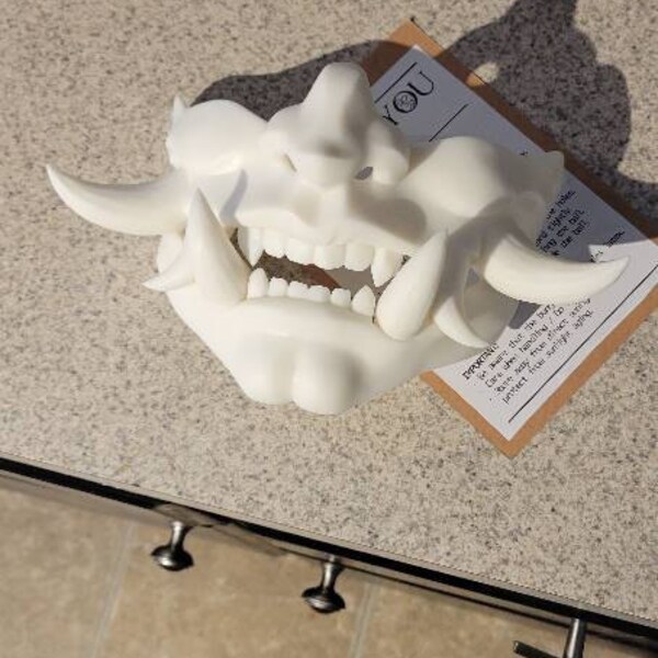 BONE BITE, Japanese Death God, Oni Demon, Handmade Half Hannya Mask. - Etsy