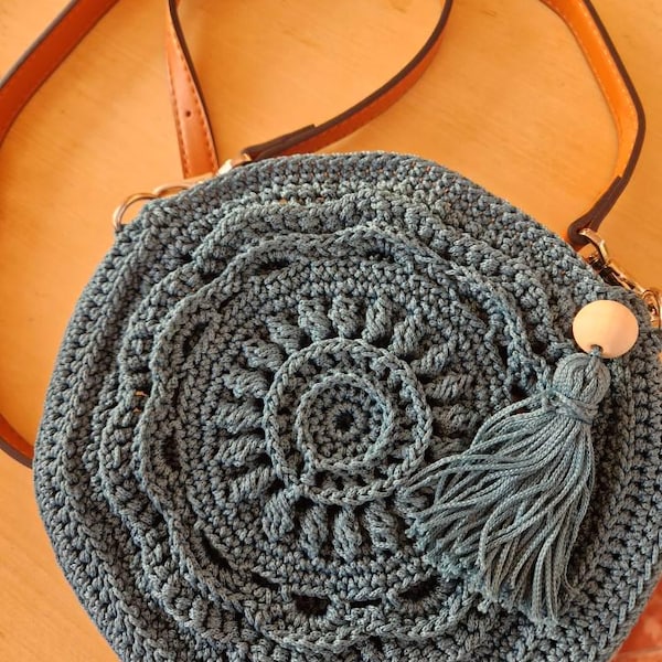 Round Crochet Bag Pattern + VIDEO, Crochet Shoulder Bag Patterns, Round ...