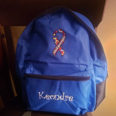 Personalized Kids Backpack Embroidered Autism Awareness Ribbon ...