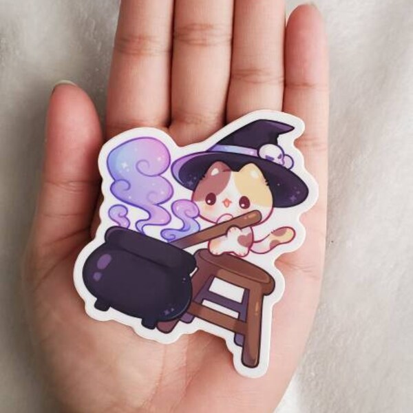 Skull Kitty Sticker Halloween Sticker Creepy Cute Sticker Cute Animal ...