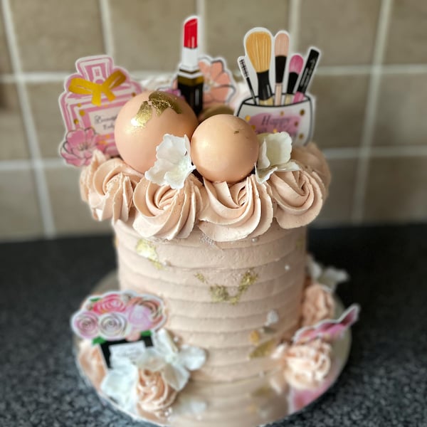 Make up Cake Topper Set / Girly Birthday, Cake Decorations, Cupcake Toppers, Pink Cake, Female ...