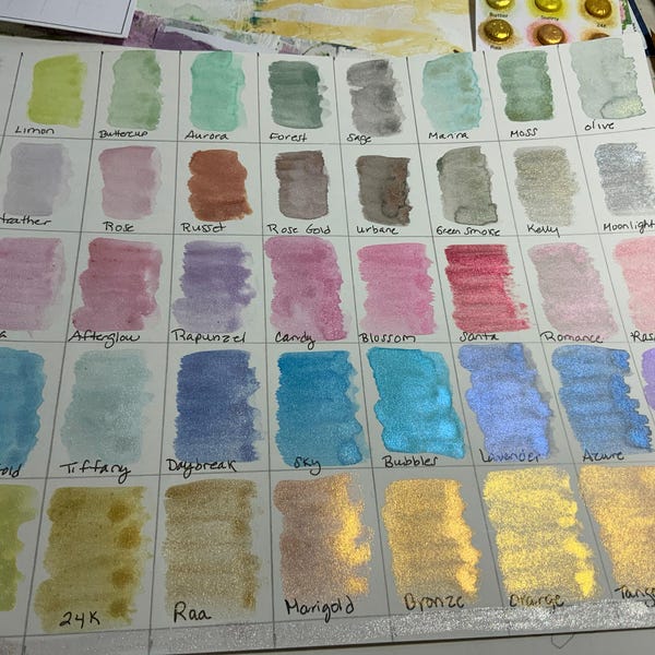 MICA DOTCARDS Handmade Watercolors Mica Metallic Dot Cards Sample Sets ...