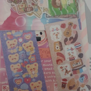 Cute Stickers, Clear Kawaii Stickers, Bunnies & Bears, Outline Stickers ...