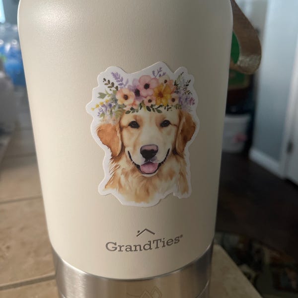 Bailey Black Dog Sticker With Flowers - Watercolor Decal for Laptops ...