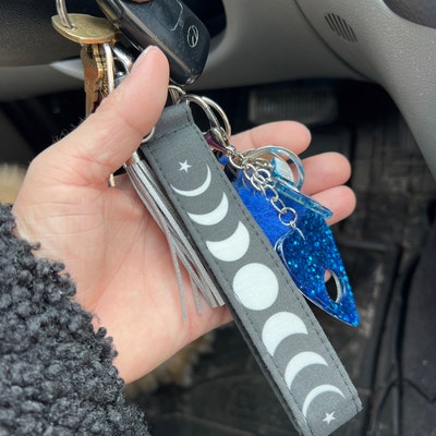 Moon Keychain Wristlet Moon Phase Key Fob Witchy Things - Etsy