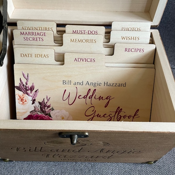 Personalized Wedding Recipe Box Bridal Shower Gift for Couple Wooden ...