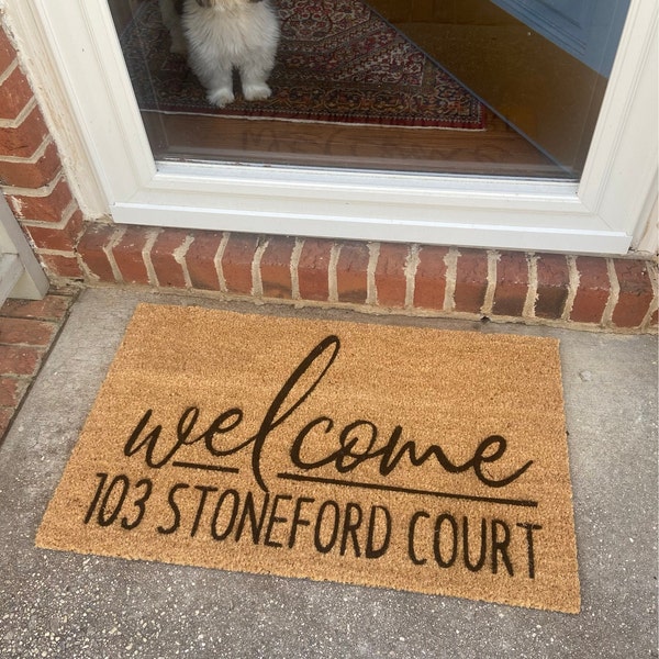 Custom Address Welcome Doormat | Welcome Door Mat | | Personalized ...