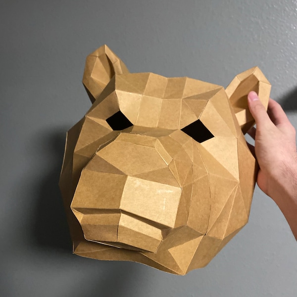 Bear Mask Paper Craft, Digital Template, Origami, PDF Download DIY, Low ...