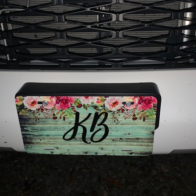 Wood Floral License Plate Personalized License Plate Frame Monogrammed ...