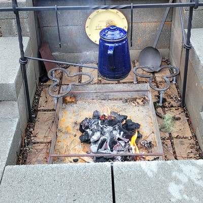 Hand Forged Campfire Cookset With Adjustable Swing Arms heavy Duty and ...