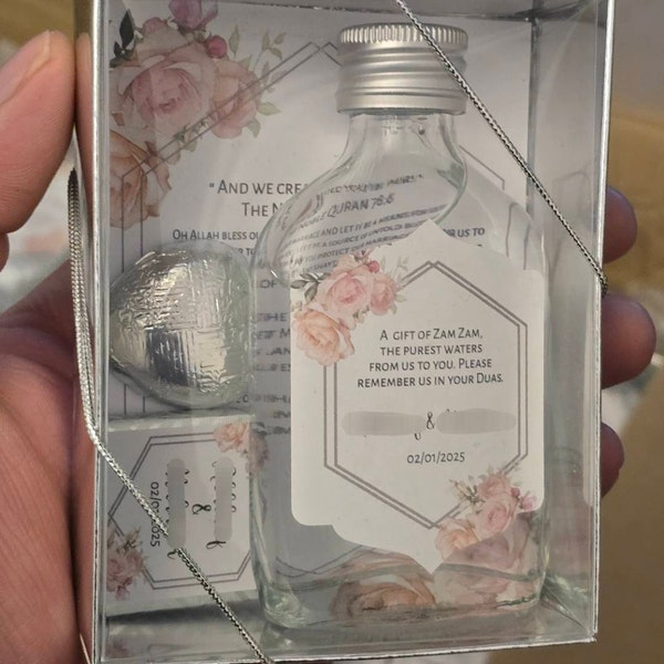 Personalized Zam Zam Water Gift Box: Chocolate & Dua Card Wedding Favor ...