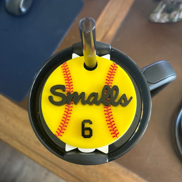 Softball Tumbler Topper, Personalized, Fits Stanley Tumblers 20oz, 30oz ...