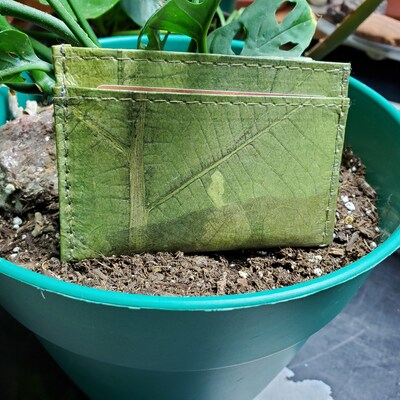 Leaf Leather Slim Wallet Card Holder Handmade Animal Friendly Vegan ...