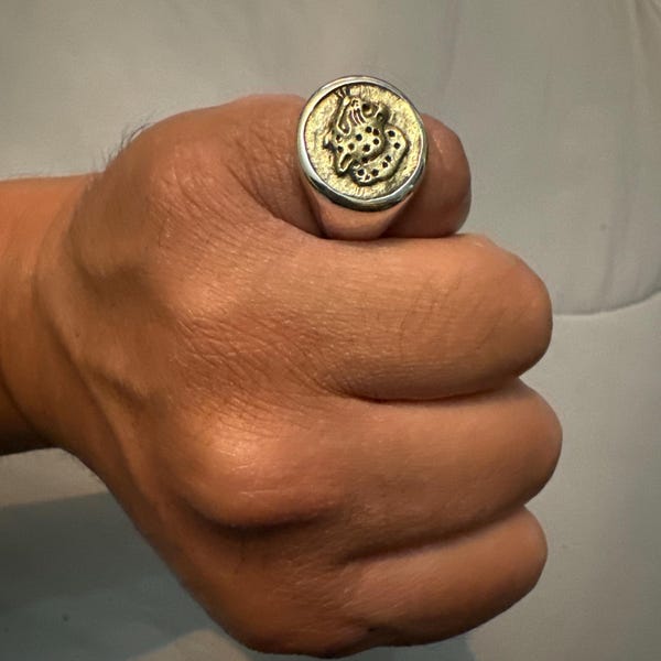 Mixed Metal Jaguar Ring for Men | Silver Gold Brass Ring, Cougar Ring ...