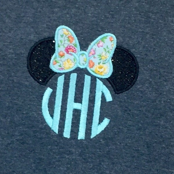 Cute Girly Mouse Ears Applique Monogram Design 2 Sizes 4X4, 5X7 Instant ...