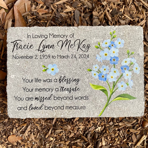 Personalized Memorial Stone: Forget-me-nots Concrete Paver, Sympathy ...