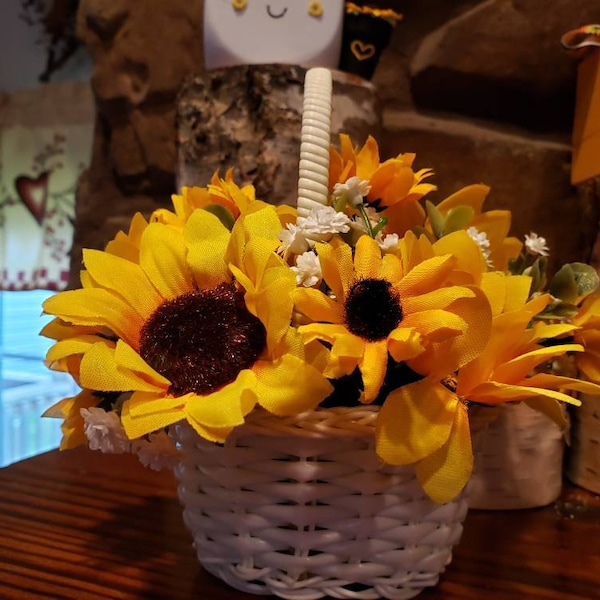 Spring Mini Sunflower Arrangement, Spring Tiered Tray Decor, Spring ...