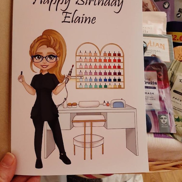 Nail Technician Birthday Card for Friend, Custom Beautician Card, Thank ...