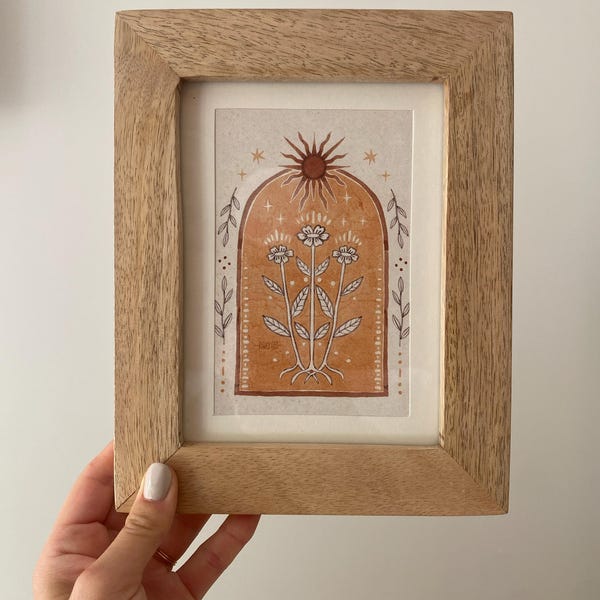 Sun Poster Sunflower Art Print Boho Room Decor Earthy Flower ...