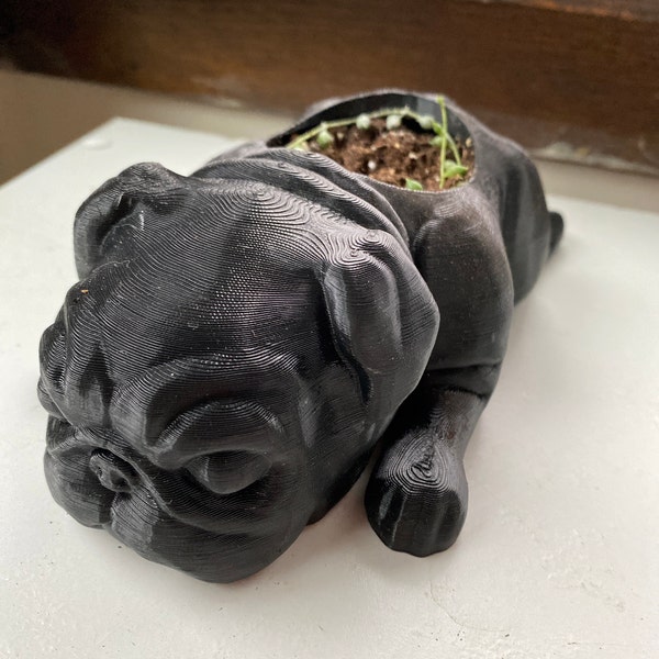 Pug Planter, Pug Gift Idea, Pug Loss Memorial, Dog Planter, Pug Decor ...