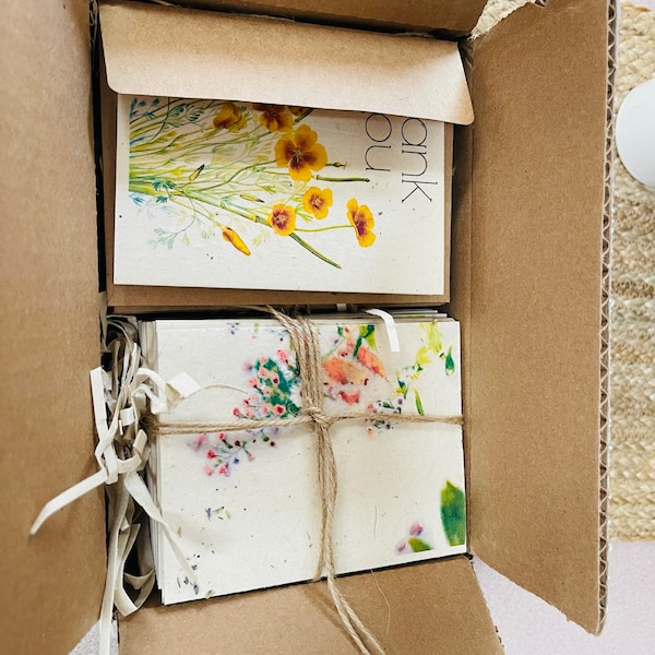 Seed Paper Cards || Blank or Personalized Insert || Hand Drawn || Eco ...