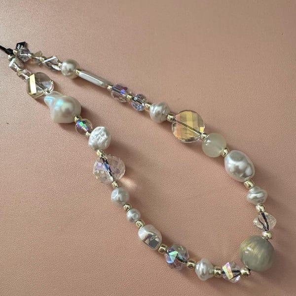 Swarovski Crystal Beads Phone Lanyard ,crystal Pearl Phone Charm Strap ...