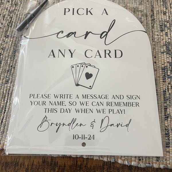 Pick a Card Acrylic Sign, Playing Cards Guestbook Sign, Playing Card ...