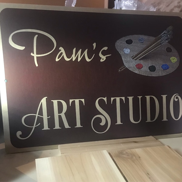 Art Studio Sign, Personalized Signs, Brushed Bronze and Copper Finish ...
