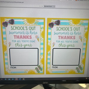 Printable Teacher Gift Card Holder for Summer, End of the School Year ...