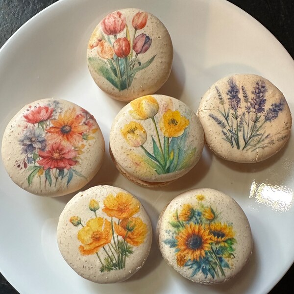 French Macarons Spring Flowers - Choose Your Flavors - Spring, Lavender ...