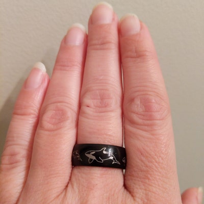 Orca Ring, Personalize Custom Engrave Tungsten Ring, Black Ring ...