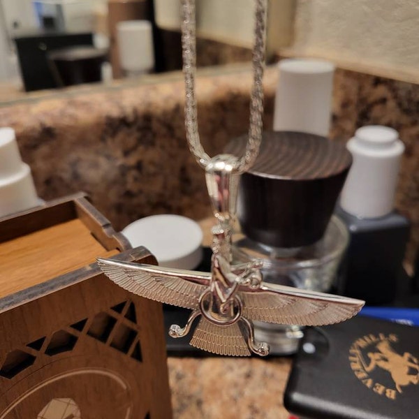 Faravahar Ahura Mazda Handmade Silver Necklace, Ancient Persia Silver ...