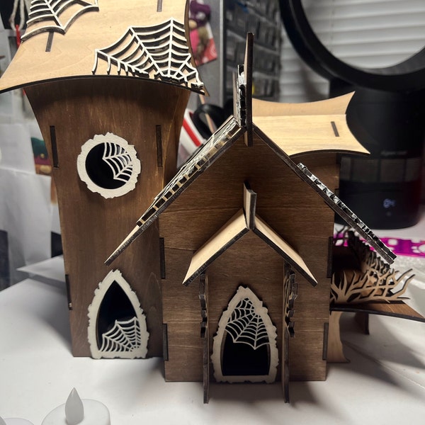 Halloween Laser Cut Files Haunted House Mansion 3D Glowforge SVG DXF ...