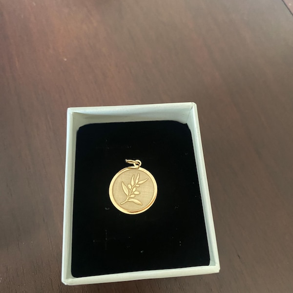 Gold Solid 14K Real Gold Olive Branch Necklace, Gold Olive Tree Pendant ...