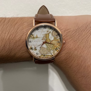 Colorful World Map Watch Travel Gift Cartography Leather | Etsy