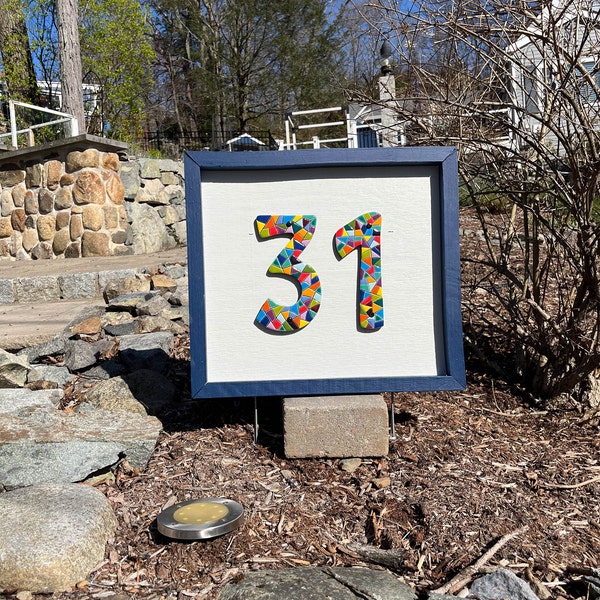 Ceramic Numeral With Mosaic Ornaments, Custom Numbers Wall Decor, House ...