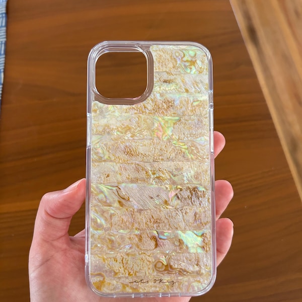 Real Mother of Pearl Green Phone Case for iPhone 16 15 14 13 12 11 Pro ...