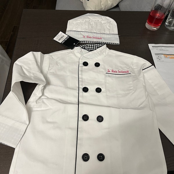 Personalized Kids Chef Jacket With Hat | Halloween Play Costume | Kids ...