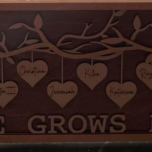 Family Tree Hanging Heart 3D Wall Hanging Decoration or Gift With Stand ...
