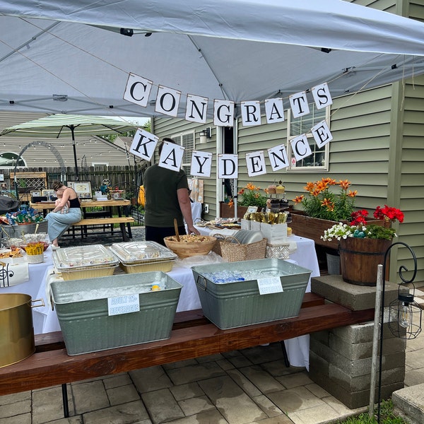 Graduation Banner Farmhouse Farm House Grad Party Sign Bunting Garland ...