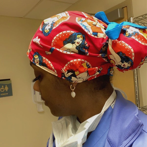 Disney Red Mickey Mouse Head Medical Nurse Scrub Cap Surgical Hat Head ...