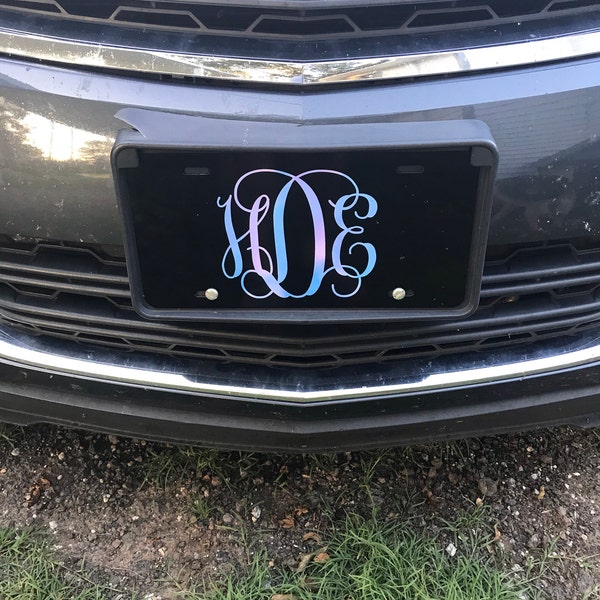 Holographic Monogram Front License Plate - Etsy