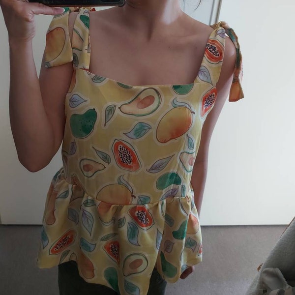 Gathered Smock Top Sewing Pattern With Tie-straps | Xs-xl | PDF A0, A4 ...