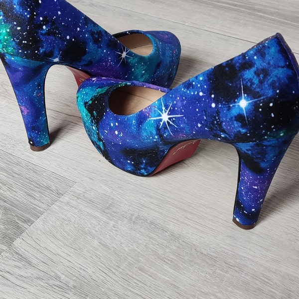 Galaxy Shoes, Space Heels, Custom Shoe, Nebula, Geek, Something Blue ...